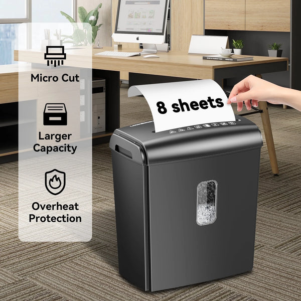 Locksworth 8-Sheet Micro Cut Paper Shredder P-4 High Security for Home ...