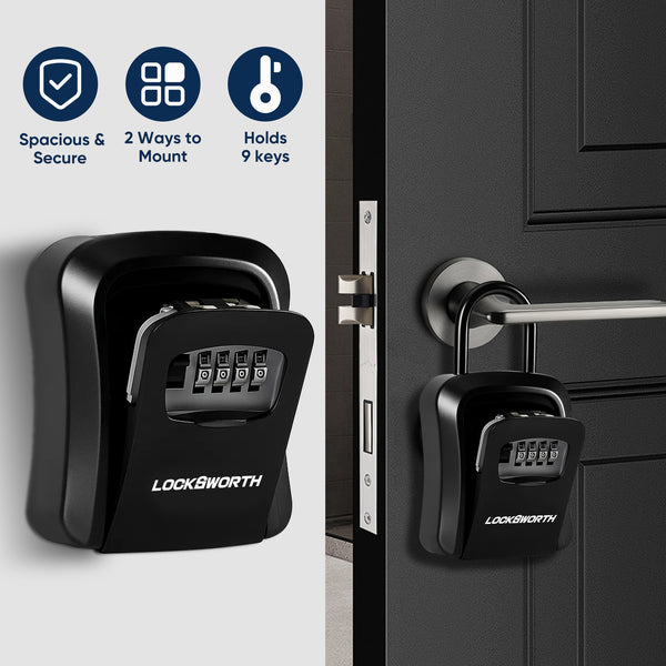LOCKSWORTH Key Lock Box, 9 keys Wall Mounted Lock Box with Shutter for ...
