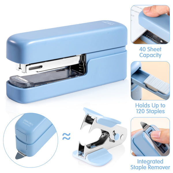 Deli 40 Sheet Stapler, Desktop Staplers with Integrated Staple Remover ...